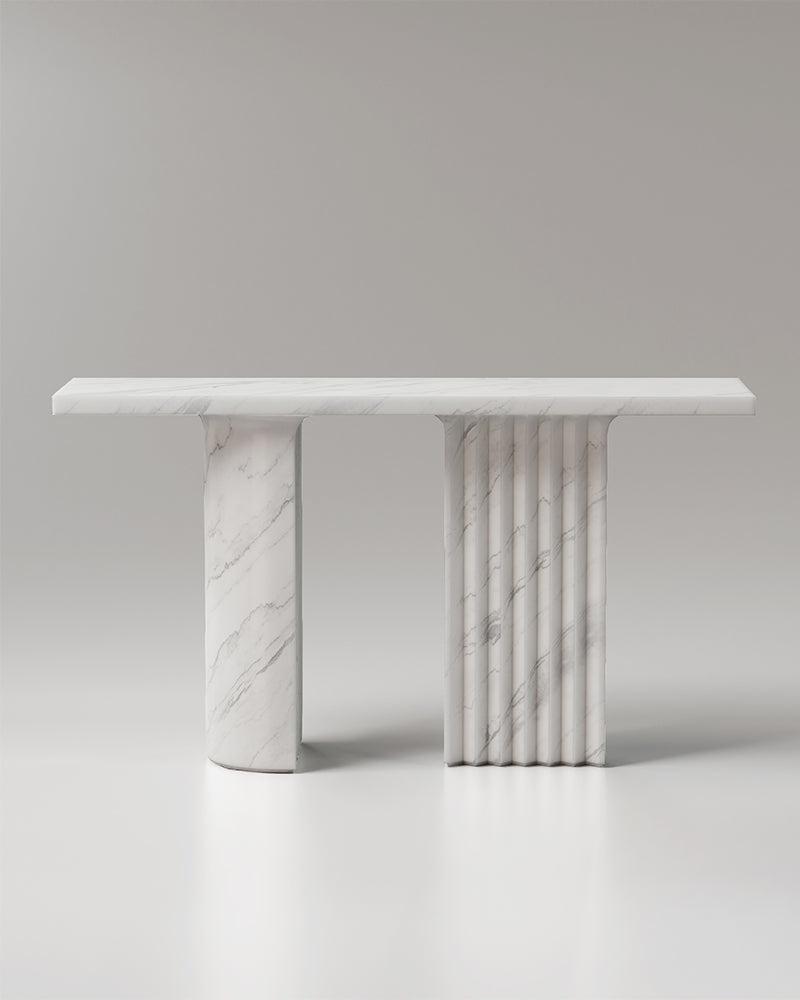 Arcus Console Table // White Arabescato – Richstone Homes